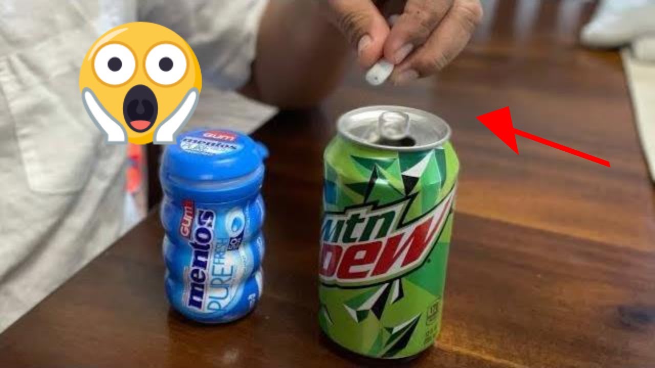 Dropping Mentos into Mountain Dew then Drink it - YouTube