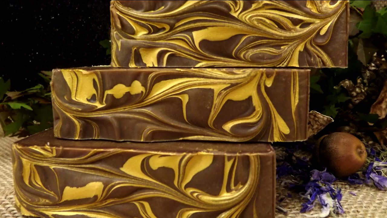Making Chai Tea Soap With Gold Shimmer Tops - YouTube
