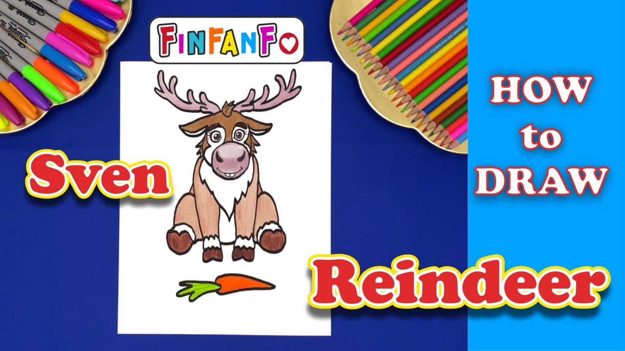 How to draw Sven Reindeer from Frozen Cute and Easy Step by Step - YouTube