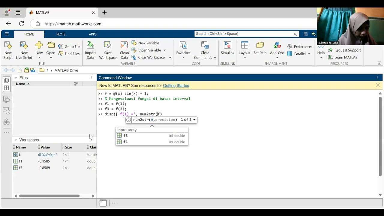 Pengoperasian Matlab Jawaban dari Soal UAS No. 3 - YouTube
