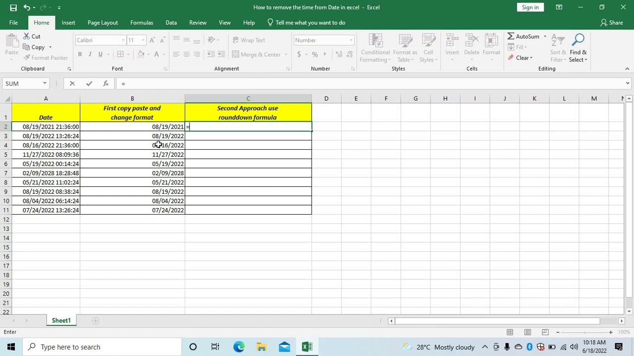 How To Remove The Time From Date In Excel YouTube How To Remove The Time From Date In Excel YouTube