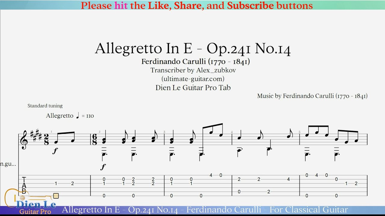 Allegretto In E - Op.241 No.14 - Ferdinando Carulli - For Classical ...