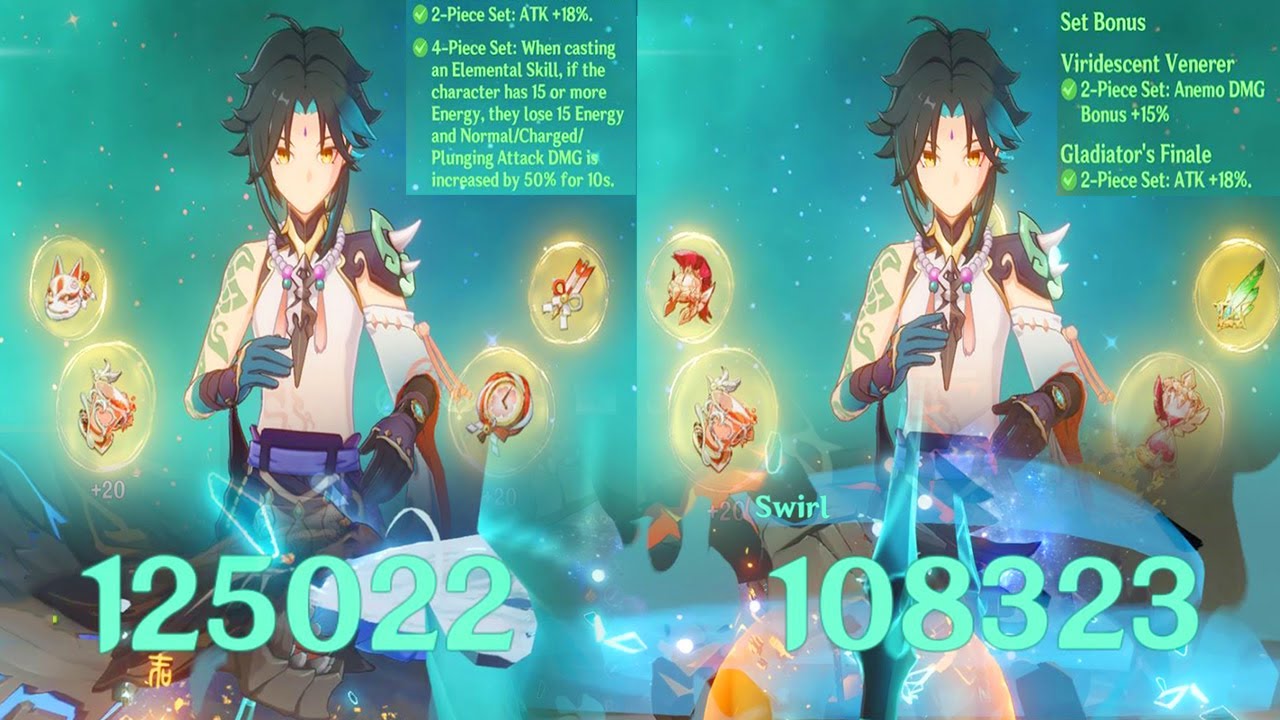 Xiao Shimenawa 4 Set VS Viridescent & Gladiator 2-2 Set Damage ...