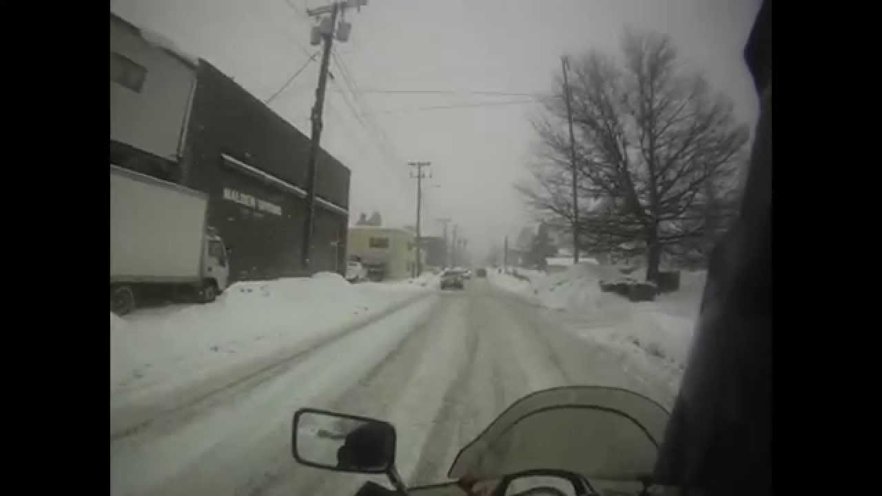 Winter motorcycle ride (and crash) in a snow storm (Honda Shadow) - YouTube