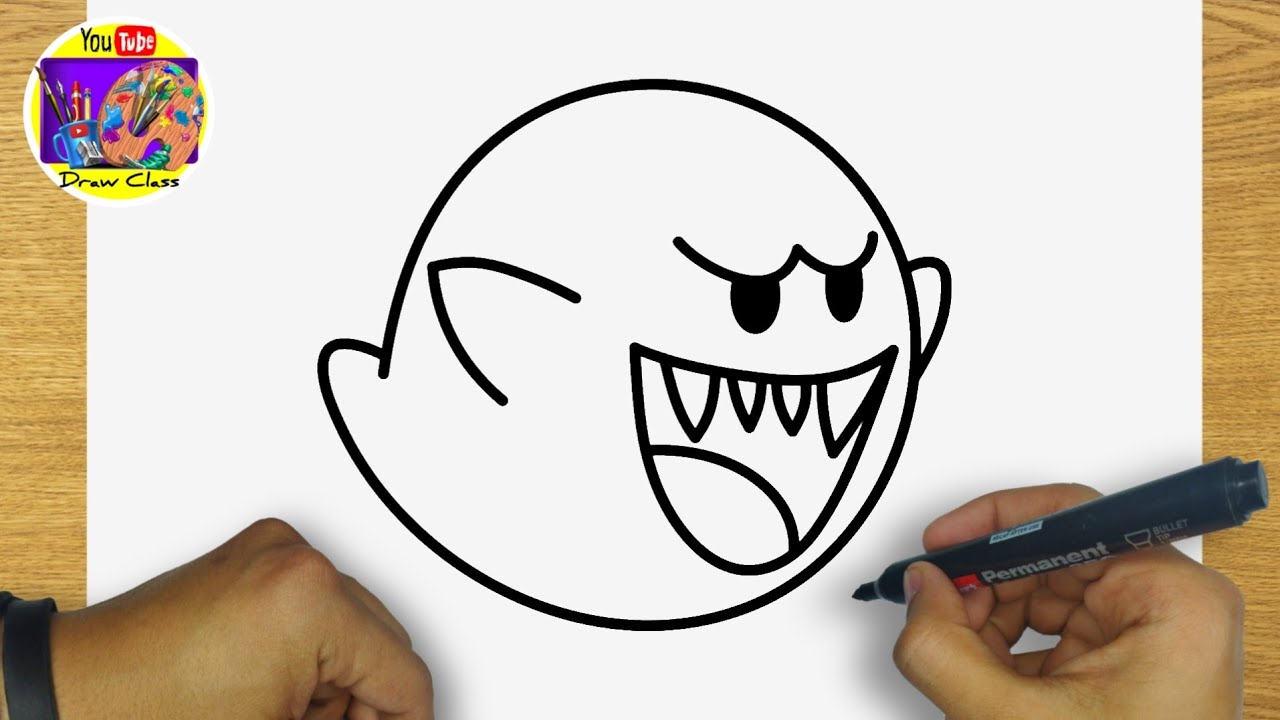 HOW TO DRAW BOO FROM SUPER MARIO BROS | STEP BY STEP | DRAWING BOO EASY ...