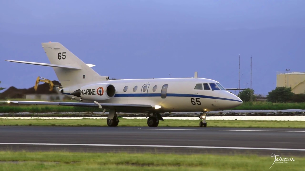 The Falcon 20 'Guardian' reg 65 caught landing at Tahiti Int'l- - YouTube