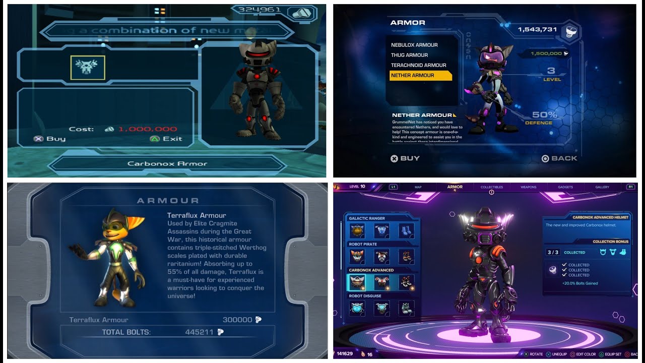 Ratchet & Clank - All Armour upgrades V1 (2003 - 2021) - YouTube
