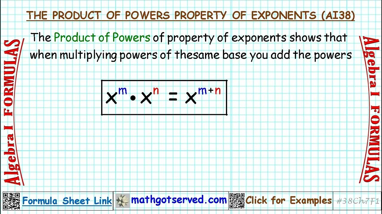 AI#38 The Product of Powers Property of Exponents Algebra 1 Must Know ...