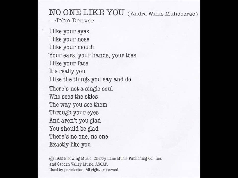 "No One Like You" (I Like Your Eyes) - John Denver - YouTube