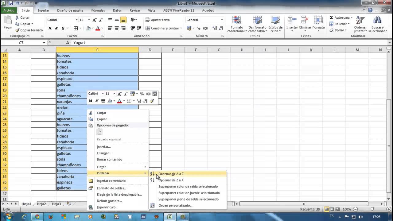 7º Lista de Productos en Excel 2010 - YouTube