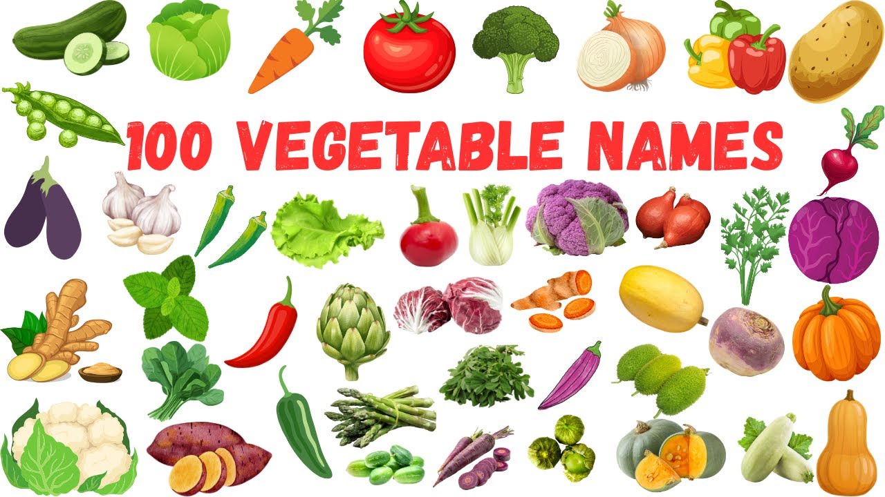 List of Vegetables ll 100 Vegetables Name In English With Pictures ll ...