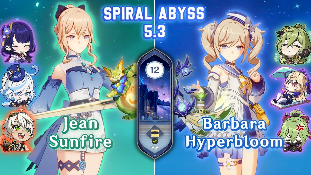 C1 Jean Sunfire & C6 Barbara Hyperbloom | Spiral Abyss 5.3 Floor 12 ...