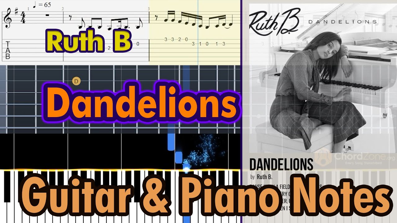 Dandelions | Ruth B | Guitar Tabs and Piano Notes - Tutorial - Easy ...