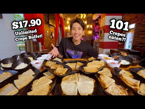 $17.90 ALL YOU CAN EAT Crepe Buffet Destroyed! | I ATE 101 CREPES?! | Crepe Buffet in Singapore ...