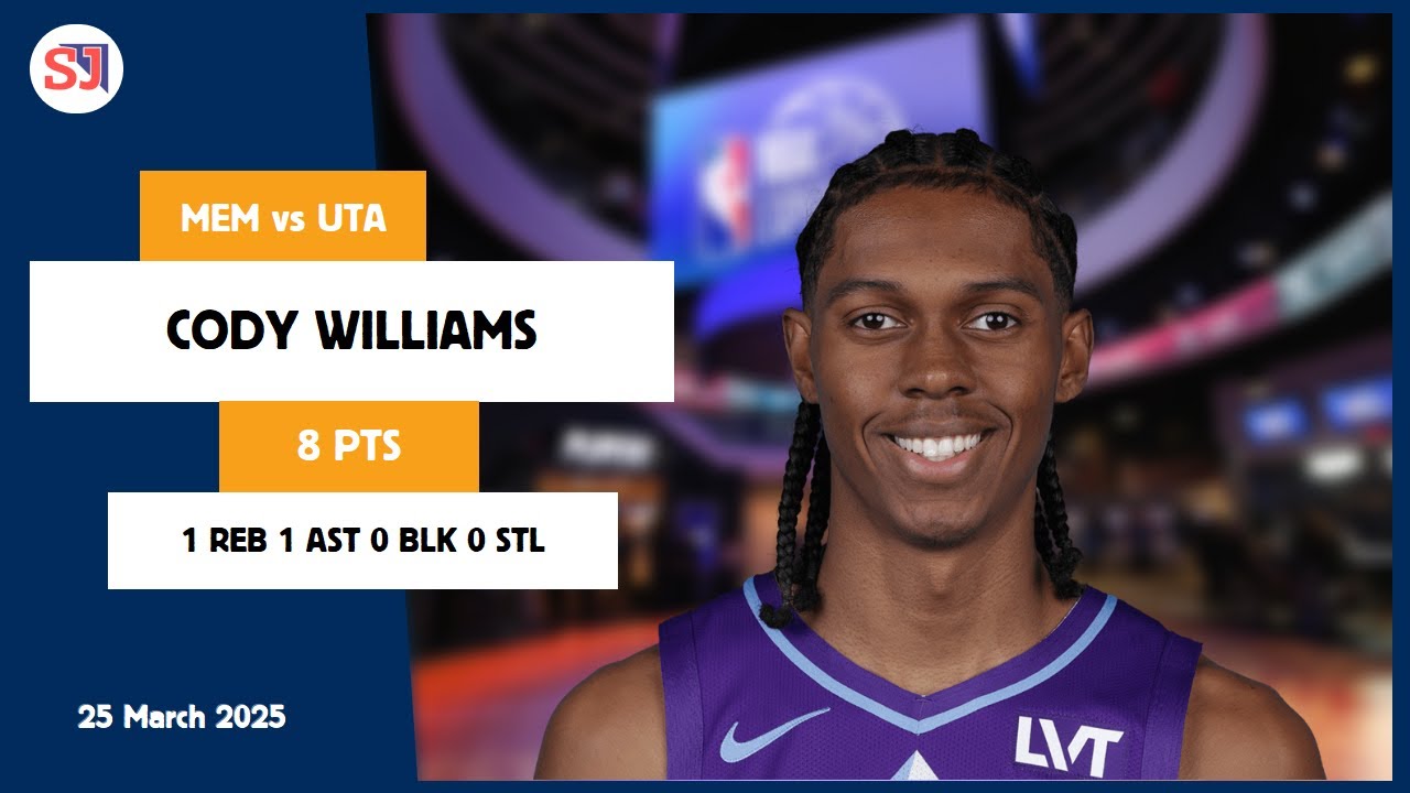 CODY WILLIAMS 8 PTS vs MEM 25 Mar 24-25 UTA Highlights - YouTube