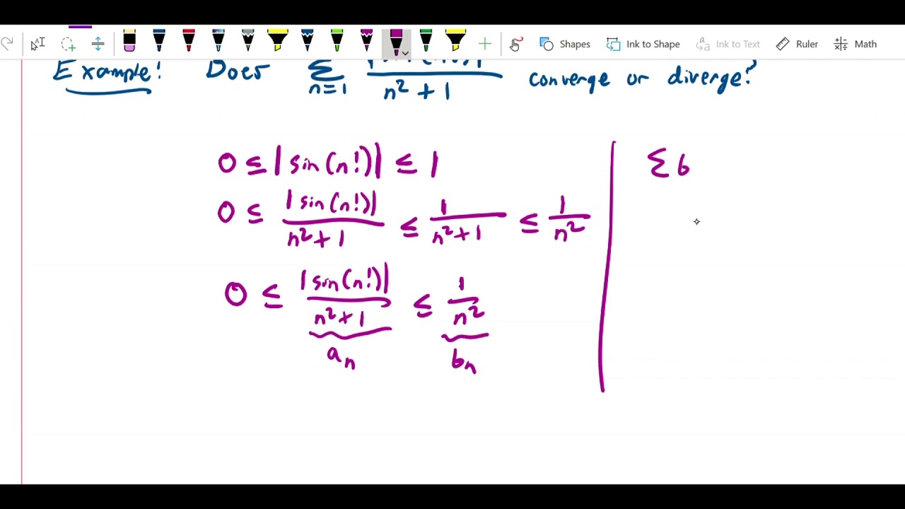Integral test, DCT, LCT Absolute sin n factorial over n squared plus 1 ...