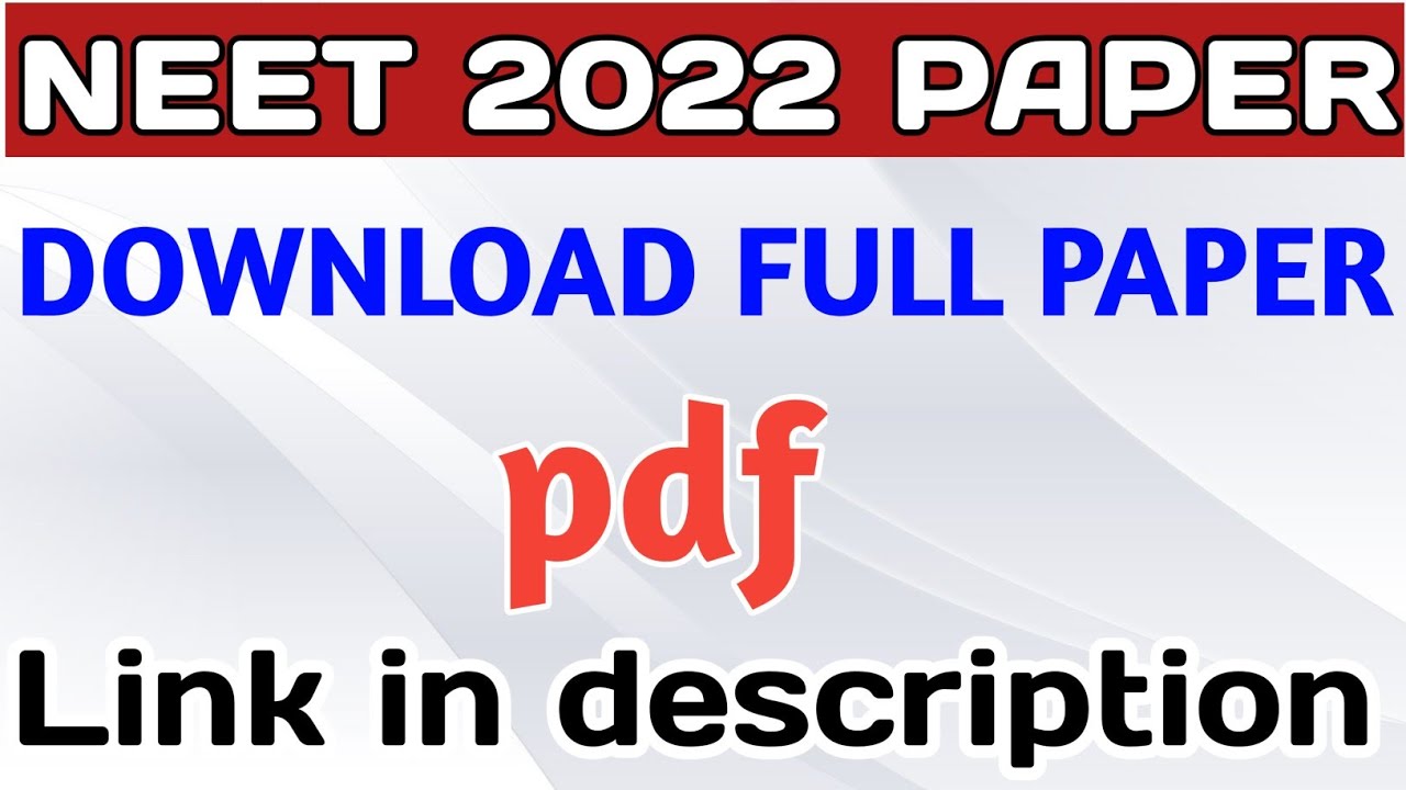 NEET 2022 PAPER | NEET PAPER | NEET 2022 PAPER PDF | NEET 2022 PAPER ...