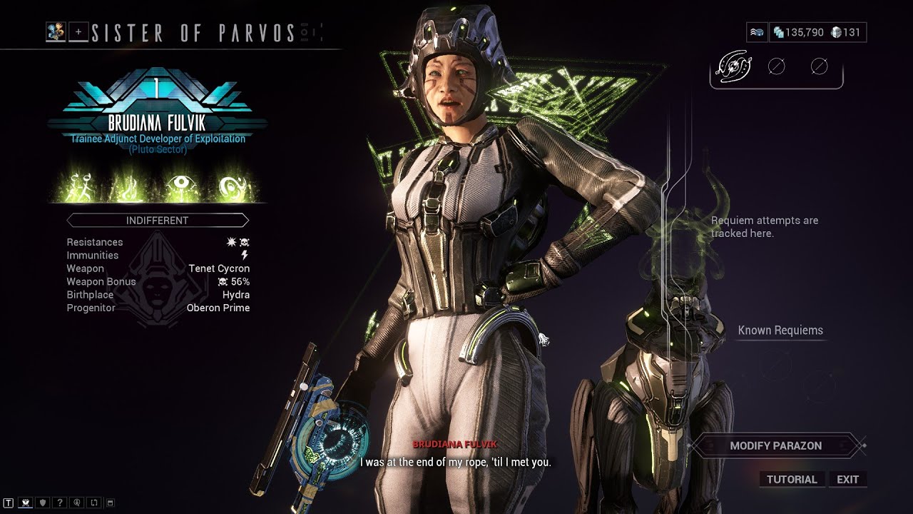 WARFRAME || Vanquishing my 3rd Sister of Parvos || Tenet Cycron and ...