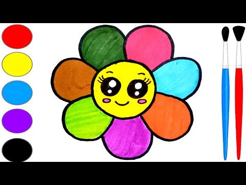 How To Draw A Rainbow 🌈 Flowers 🌺 | Rainbow Flower Drawing Tutorial ...