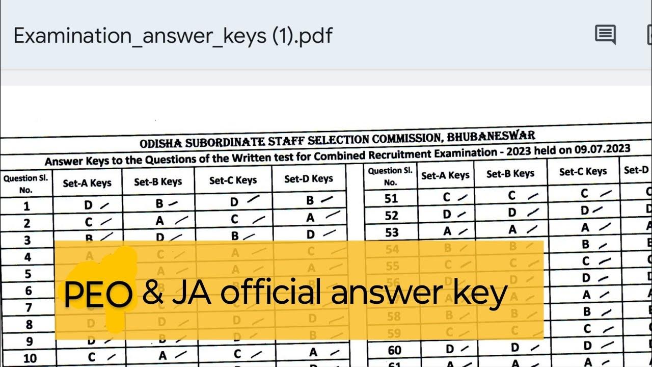 OFFICIAL PEO & JA ANSWER KEY OUT - YouTube