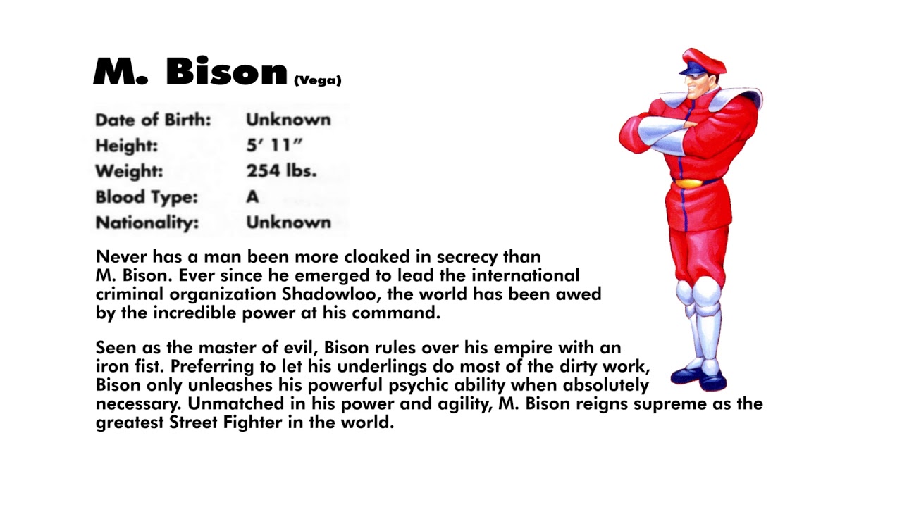 Street Fighter II' Champion Edition - M. Bison (Profile) - YouTube