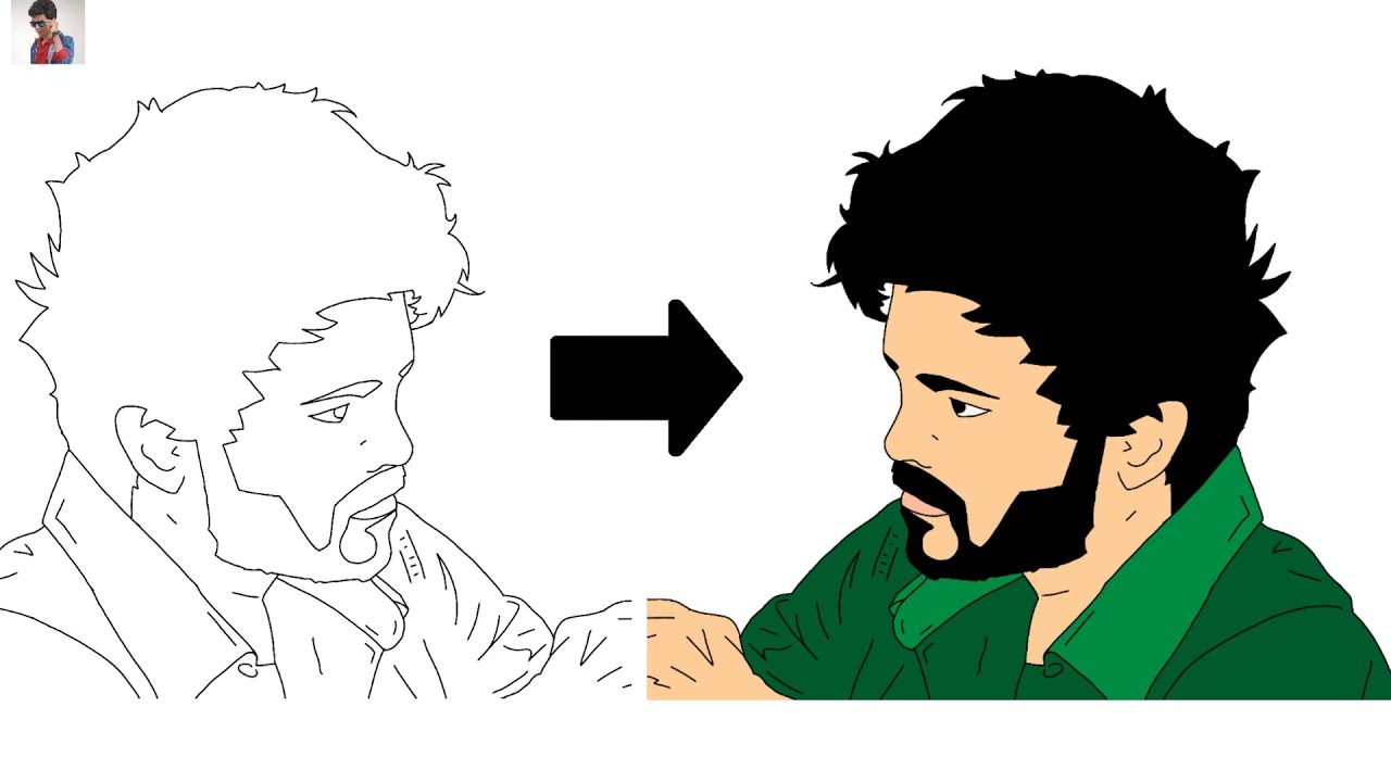 How To Draw Thalapathy Vijay | Master Thalapathy Vijay Cartoon Drawing ...