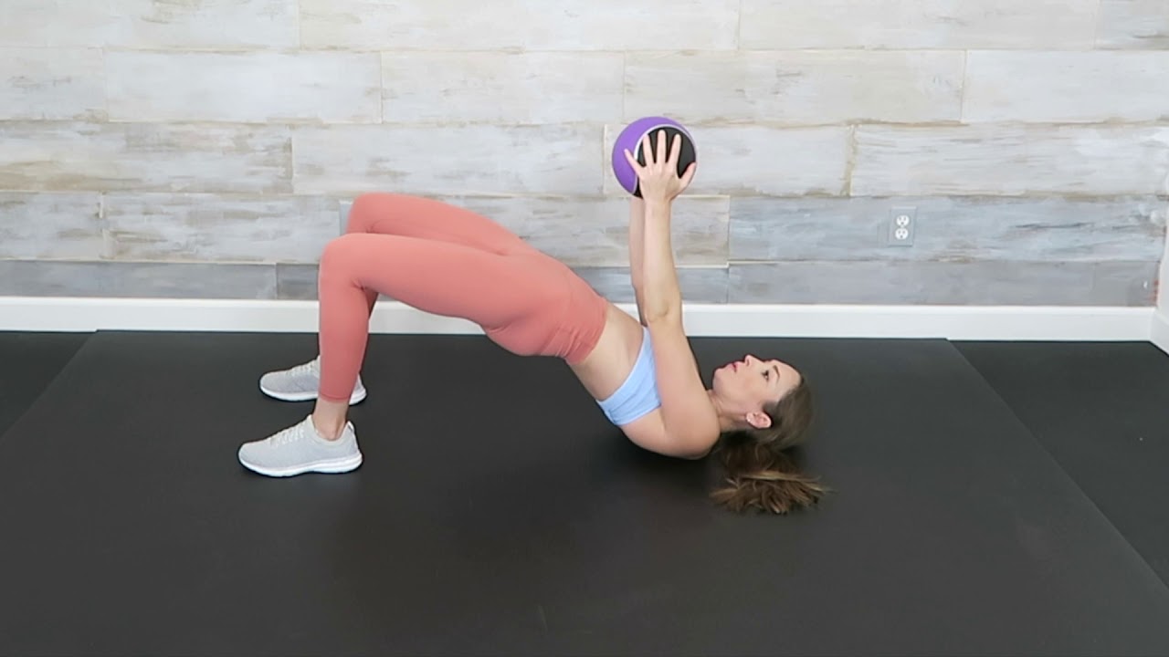 Med ball bridge with press - YouTube