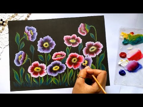 One Stroke Painting Tutorial for Beginners | Acrylic Flower Painting ...