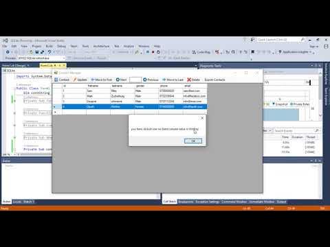 Get DataGrid View column or row values in Visual Basic using ADO.NET and SQLite Database - YouTube