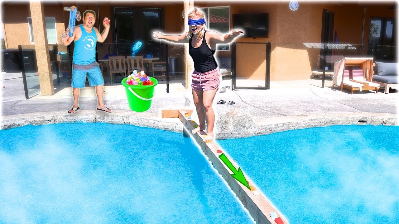 TRY NOT TO FALL INTO THE POOL CHALLENGE! *painful* // SoCassie - YouTube