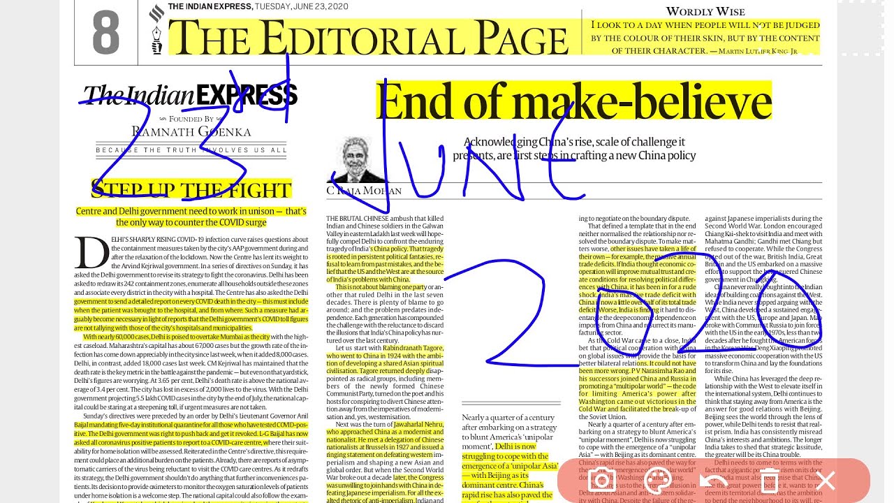 23rd June 2020 The Indian Express newspaper editorials analysis - YouTube