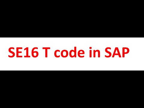 SE16 T Code in SAP - YouTube