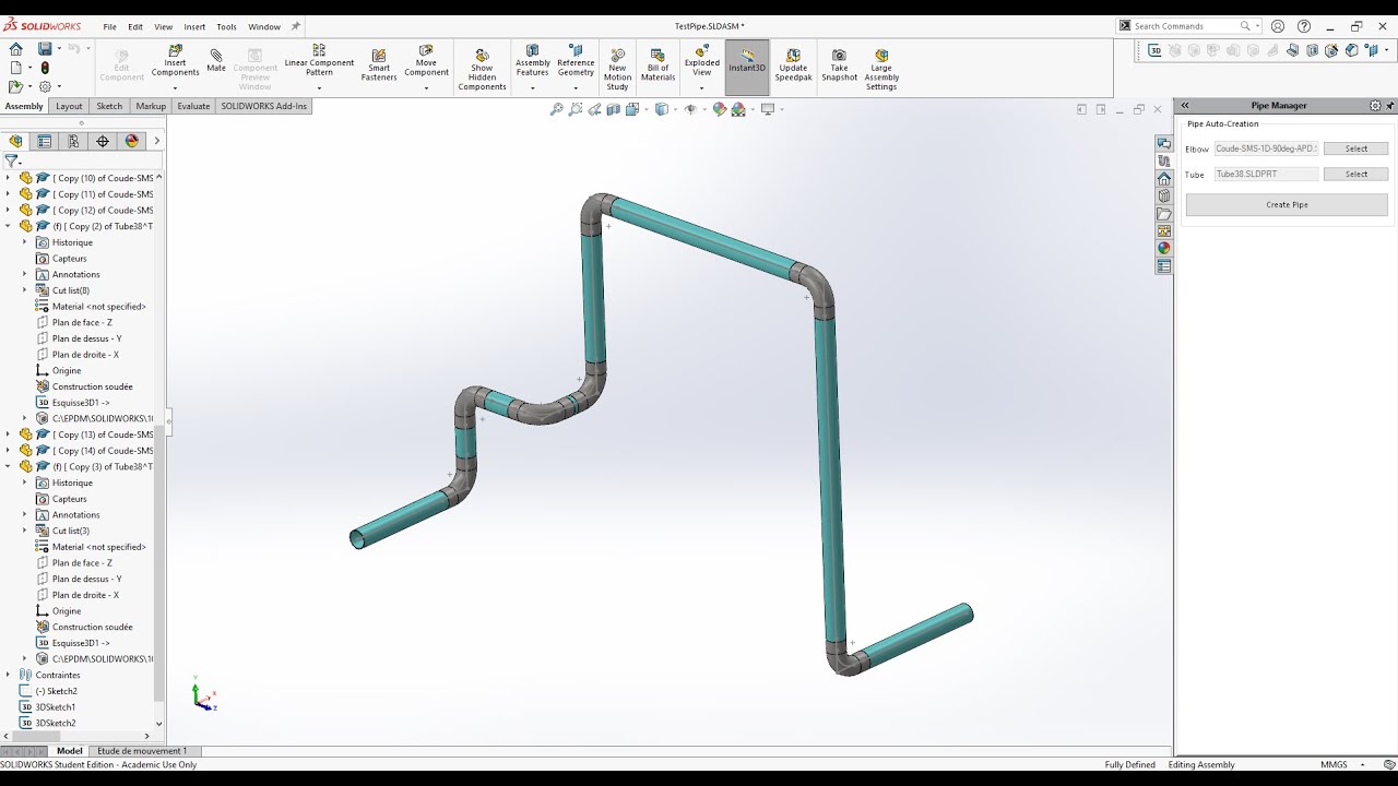 Solidworks Pipe Creation Addin - YouTube