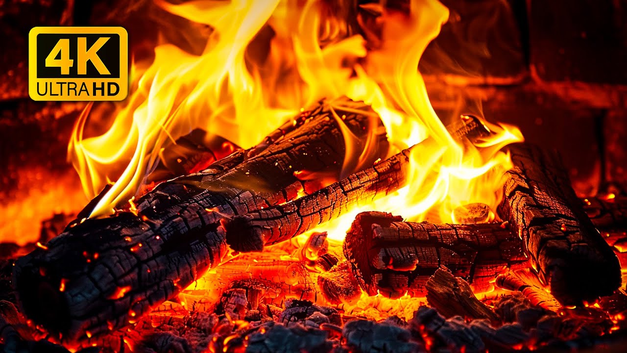 🔥 Fireplace 4K Ultra HD! Cozy Fireplace with Burning Logs & Crackling ...