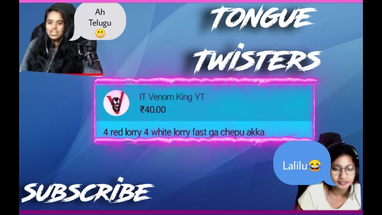 Tongue Twisters to Girl Streamers || Challenge to them || IT Venom King ...