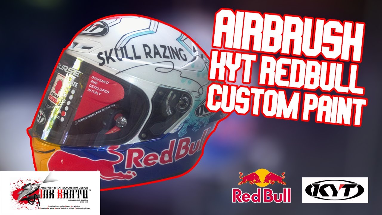 Custom Paint Helmet//KYT Redbull//Inkkanto Custom Paint - YouTube