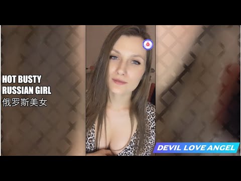 hot busty Russian girl downblouse & show boobs cleavage with low cut shirts (2020-11-14) part 529