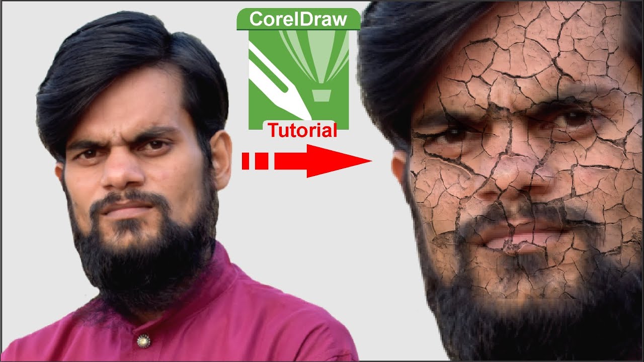 crack face effect in coreldraw | peeling texture effect on face in ...