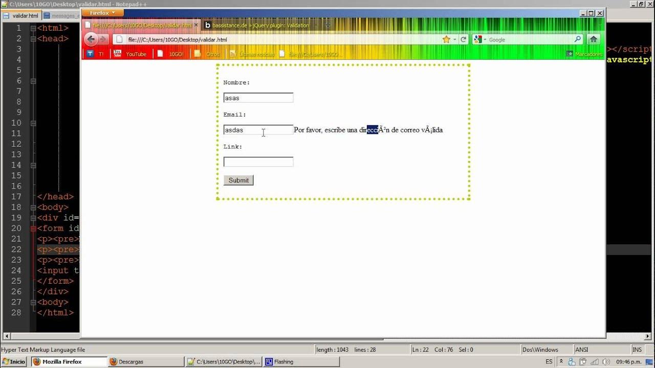 Validar formulario HTML con Jquery Validate - YouTube