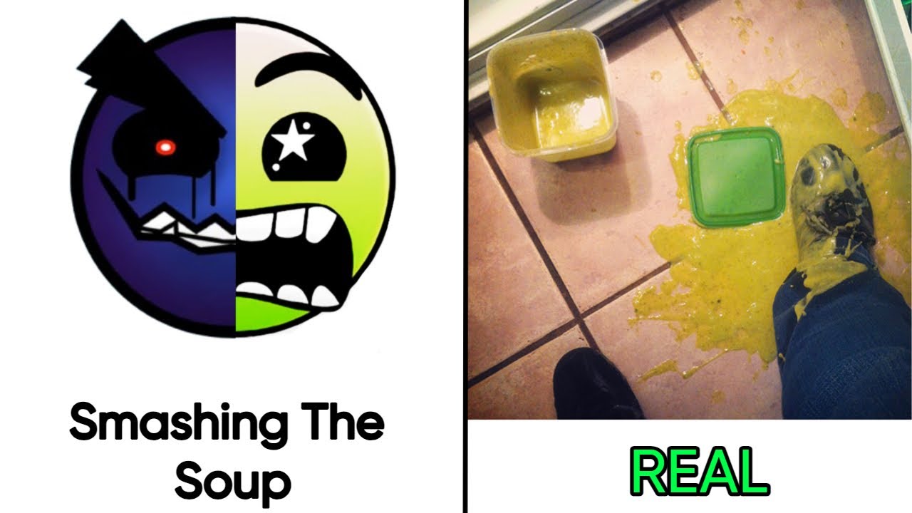 Geometry Dash Faces But All Soup in A Can is Missing In REAL - YouTube