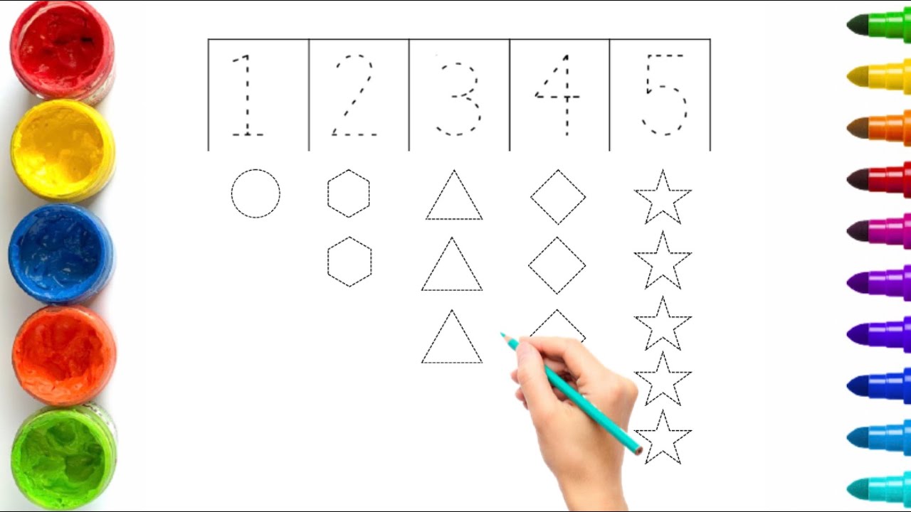 Learn 1234 with colors and shapes | color names | counting | fun colors ...