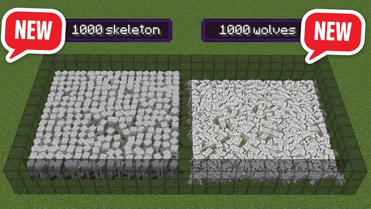 minecraft 1000 wolves vs 1000 skeletons - YouTube