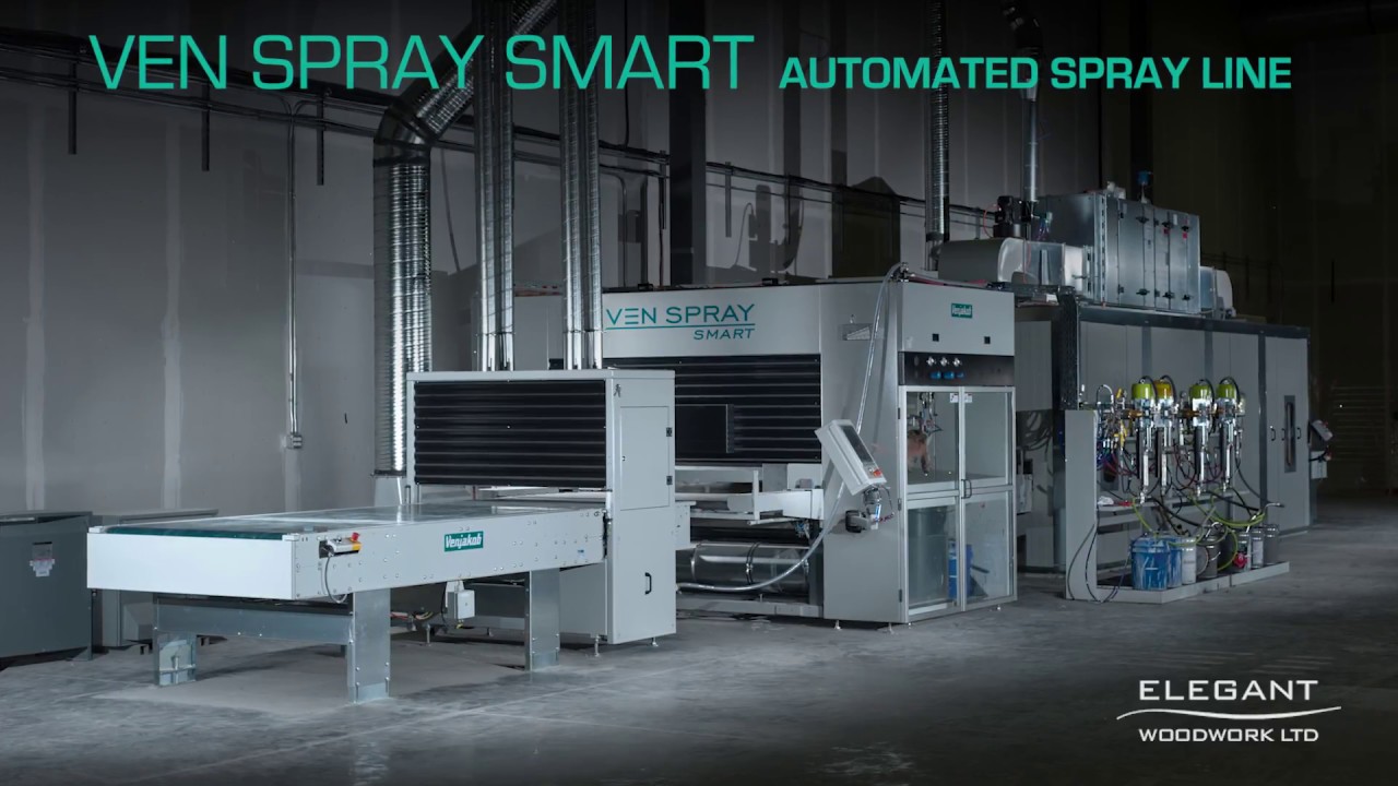 Elegant Woodwork Ven Spray Smart Automated Spray Line - YouTube