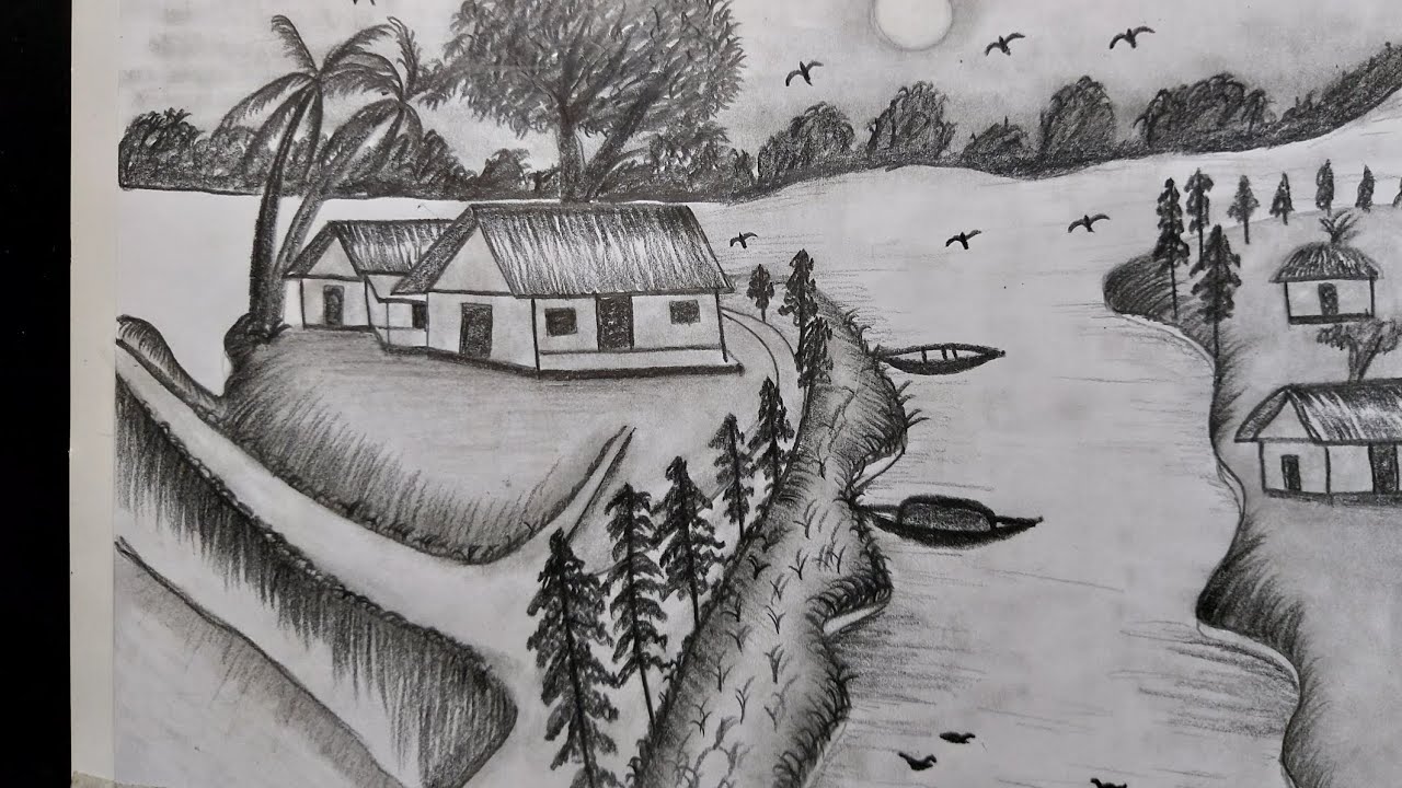 beautiful scenery drawing | scenery drawing easy | Sinai drawing for ...