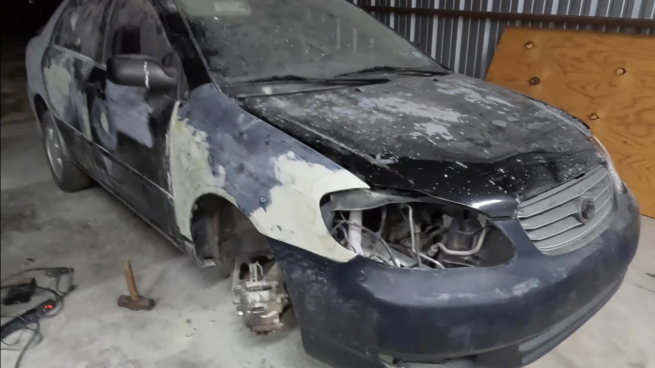 Crashed 2004 Toyota Corolla Rebuild 2 - Body work - YouTube