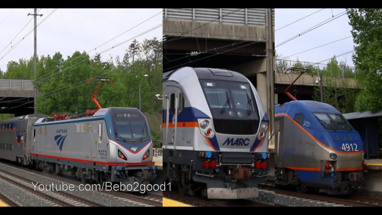 MARC / Amtrak Morning Trains at Bowie State University (Maryland) - YouTube