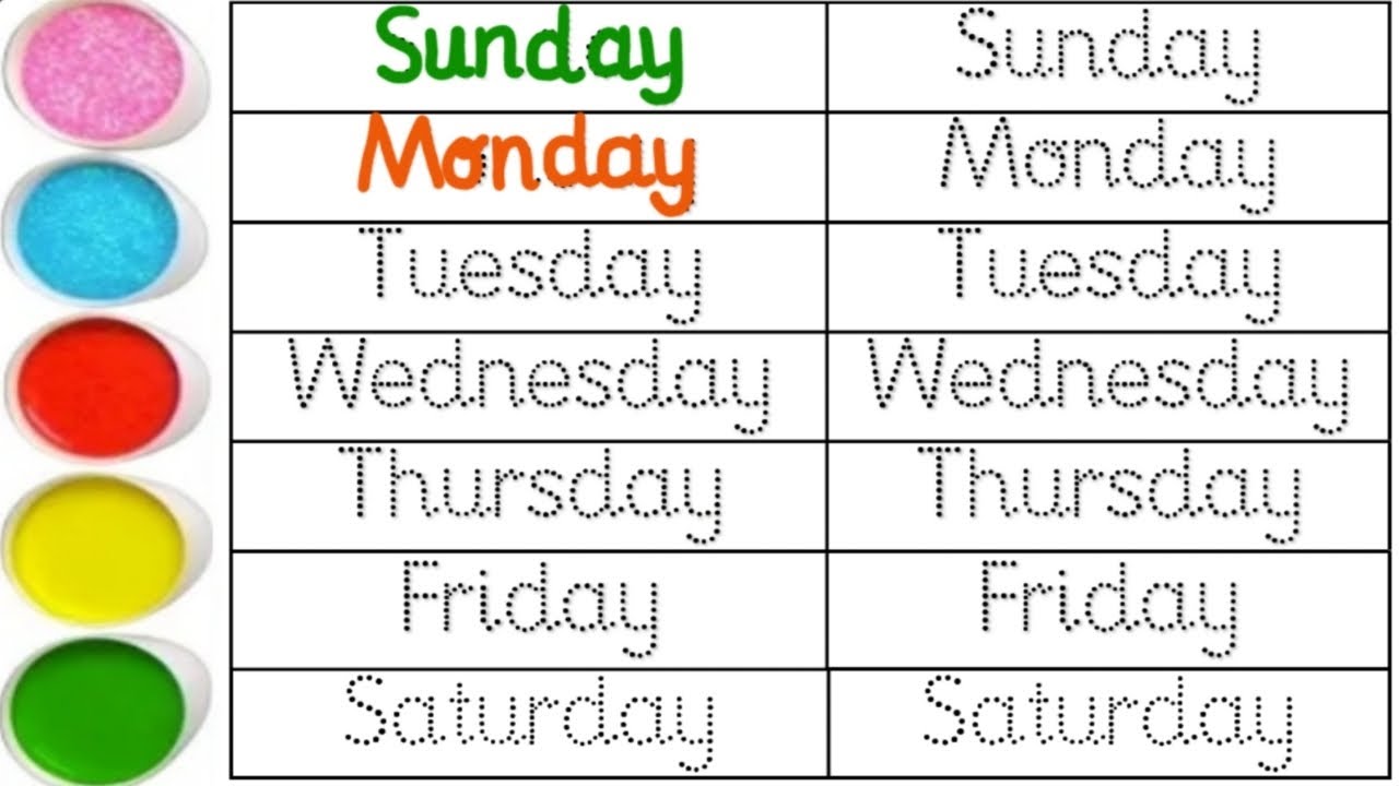 Video 1183 || Days name || Days name of week || Name of days ...
