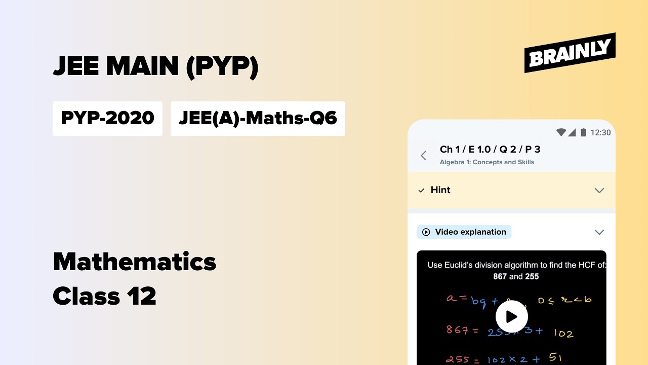JEE Main- Mathematics| PYP-2020 | Class 12 | JEE(A)-Maths-Q6 - YouTube