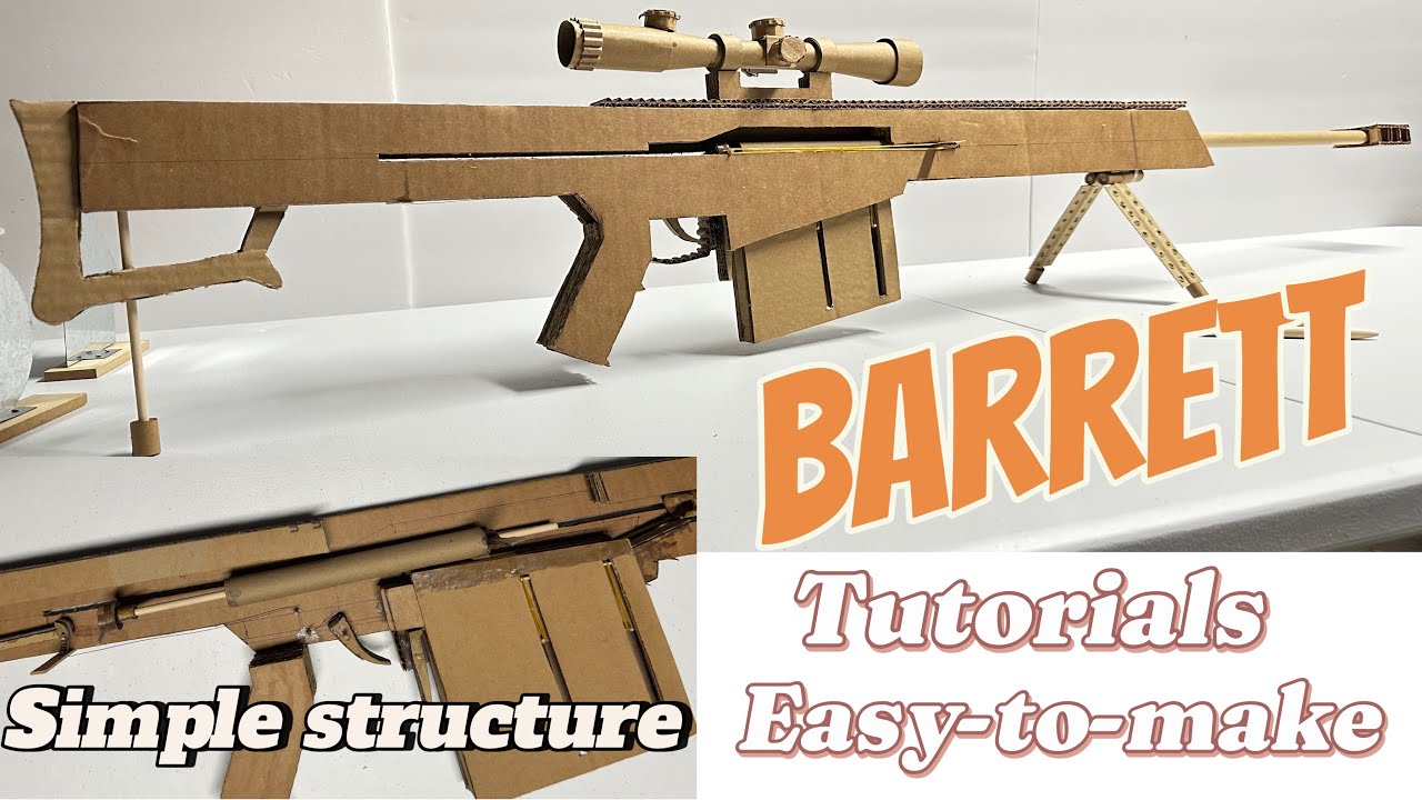DIY Barrett gun using cardboard and rubber bands - YouTube