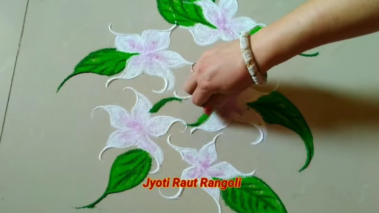 सोपी आणि सुंदर रांगोळी डिझाईन by Jyoti Raut Rangoli - YouTube